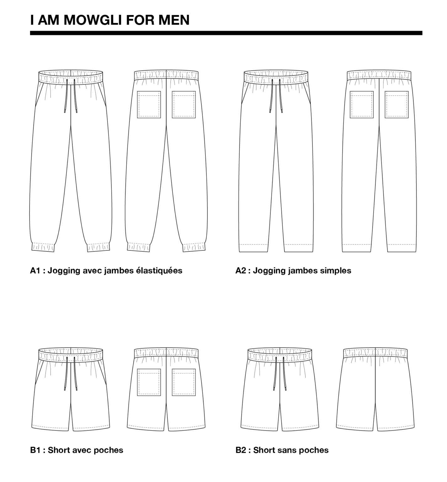 PDF - Digital pattern for men's jogging pants/shorts Mowgli by Iam pat ...