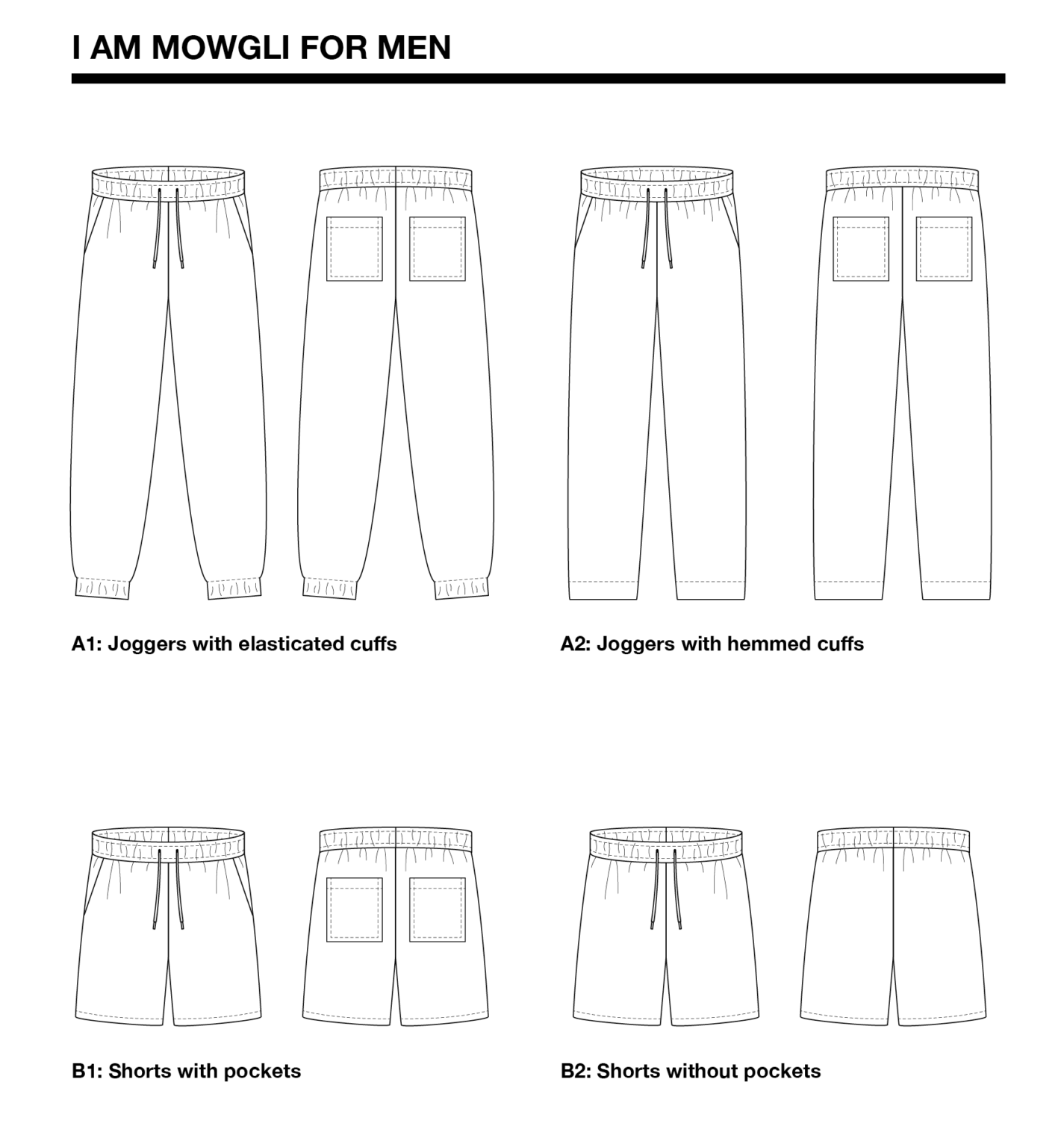 I AM Mowgli | Men Joggers & Shorts Sewing Pattern | 9 versions